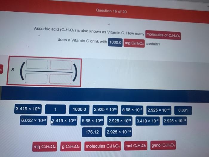 Solved axcorbic acid (C6H8O6) is also known as vitamin C how | Chegg.com