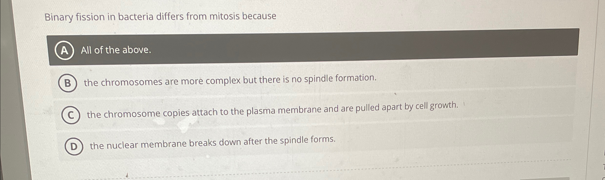 Solved Binary fission in bacteria differs from mitosis | Chegg.com