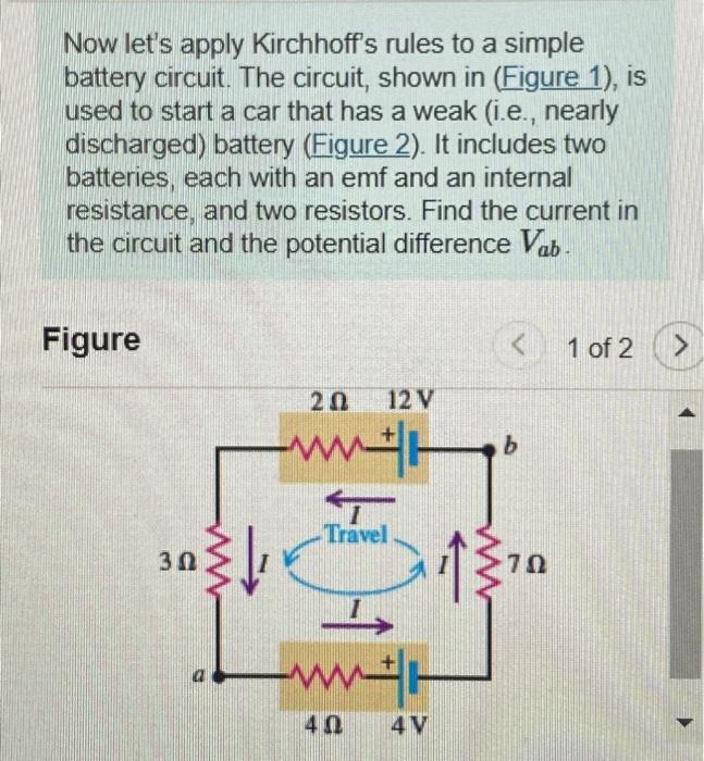 Solved Now let's apply Kirchhoff's rules to a simple battery | Chegg.com