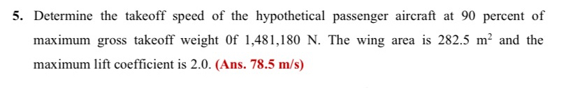 Solved Determine the takeoff speed of the hypothetical | Chegg.com