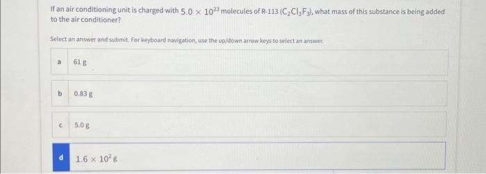Solved If an air conditioning unit is charged with 5.0 x | Chegg.com