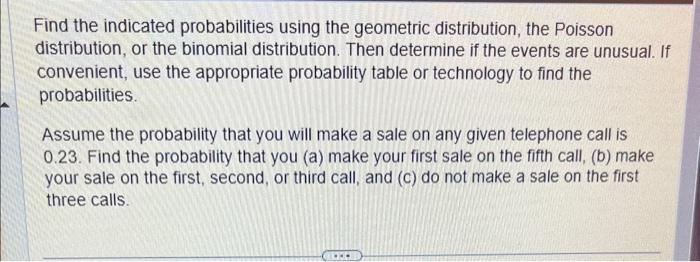 Solved Find the indicated probabilities using the geometric | Chegg.com