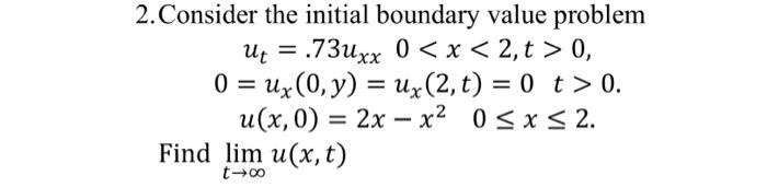Solved 2.Consider the initial boundary value problem | Chegg.com