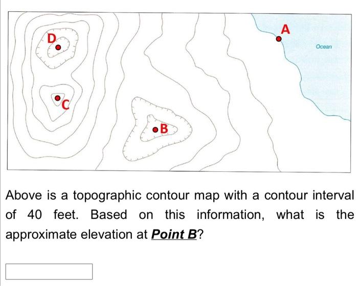 Solved Above is a topographic contour map with a contour | Chegg.com