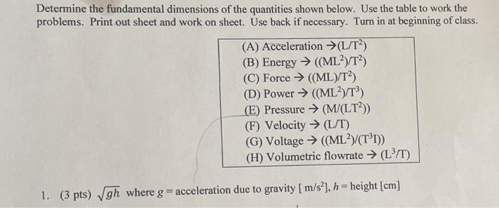 Solved Determine the fundamental dimensions of the | Chegg.com