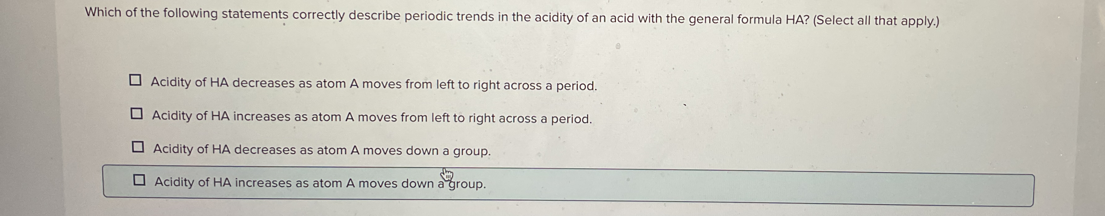 Solved Which of the following statements correctly describe | Chegg.com