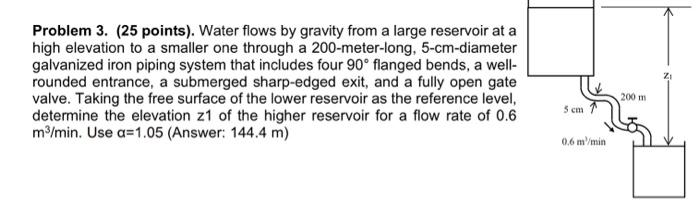 Solved Problem 3. ( 25 points). Water flows by gravity from | Chegg.com