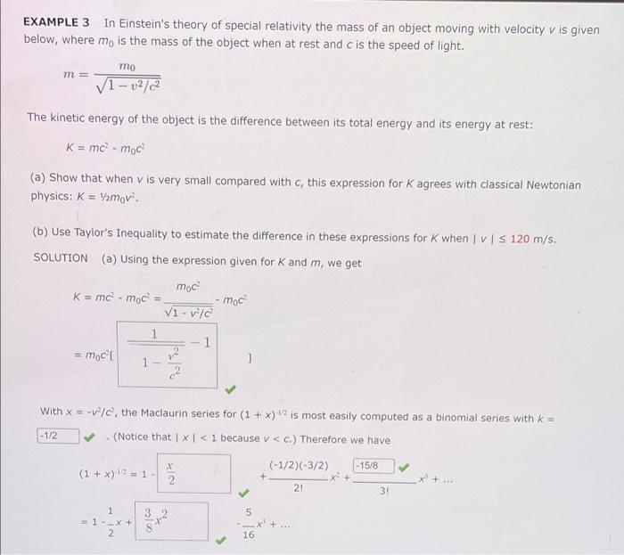 EXAMPLE 3 In Einstein's theory of special relativity | Chegg.com