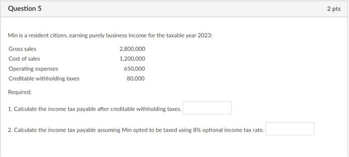 Solved 6. Final taxes on passive income Determine the | Chegg.com