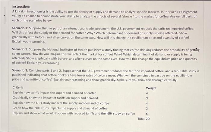 Solved Instructions A key skill in economics is the ability | Chegg.com