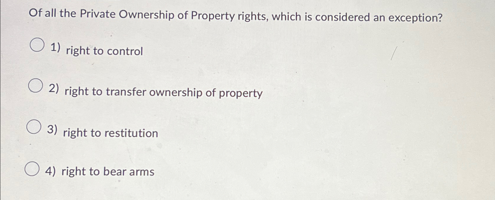 Solved Of all the Private Ownership of Property rights, | Chegg.com