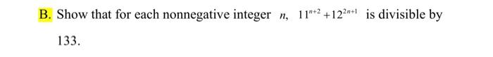 Solved B. Show that for each nonnegative integer | Chegg.com