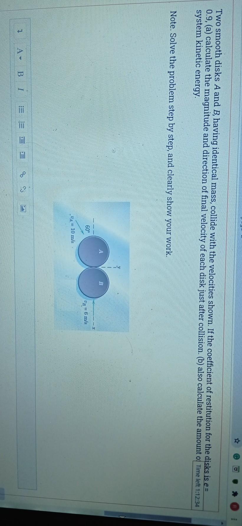 Solved Two smooth disks A and B, having identical mass, | Chegg.com