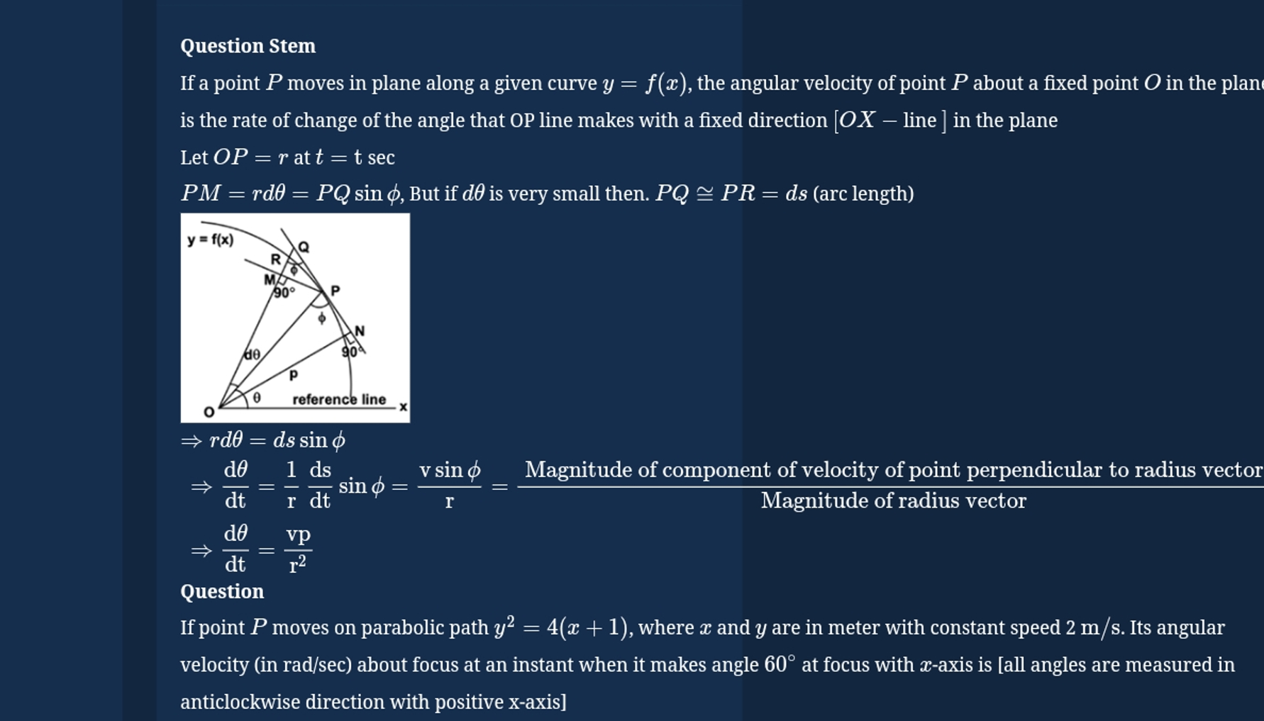Solved Question Stemif A Point P ﻿moves In Plane Along A