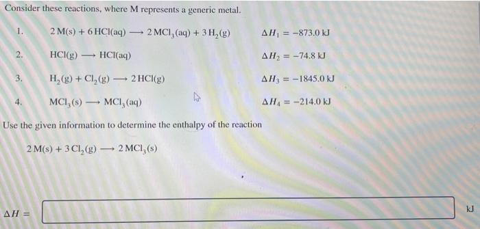 Solved Consider these reactions, where M represents a | Chegg.com