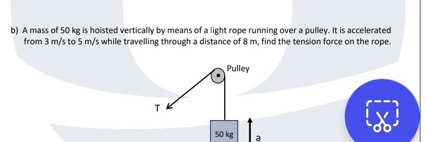 Solved b) A mass of 50 kg is hoisted vertically by means of | Chegg.com