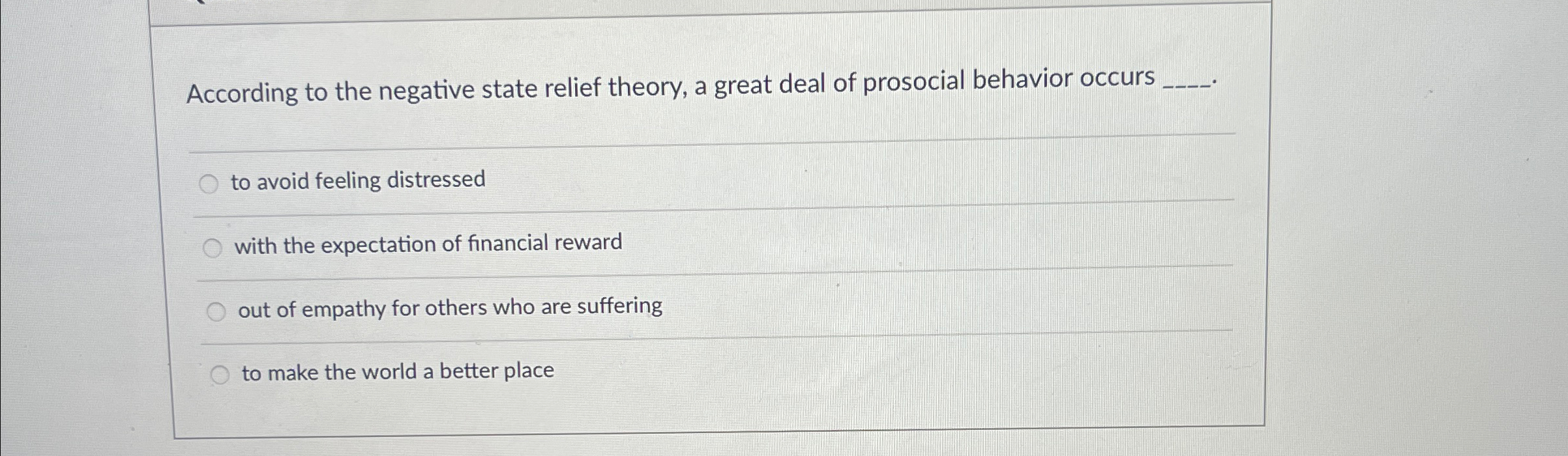 Solved According to the negative state relief theory, a | Chegg.com