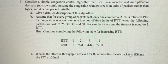 Solved 5 Consider A Simple Congestion Control Algorithm 9518