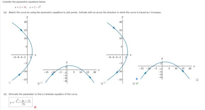 Solved Consider the parametric equations below. | Chegg.com