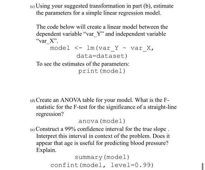 Solved (c) Using your suggested transformation in part (b), | Chegg.com