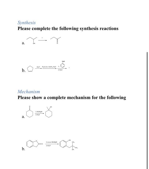 Solved Synthesis Please complete the following synthesis | Chegg.com