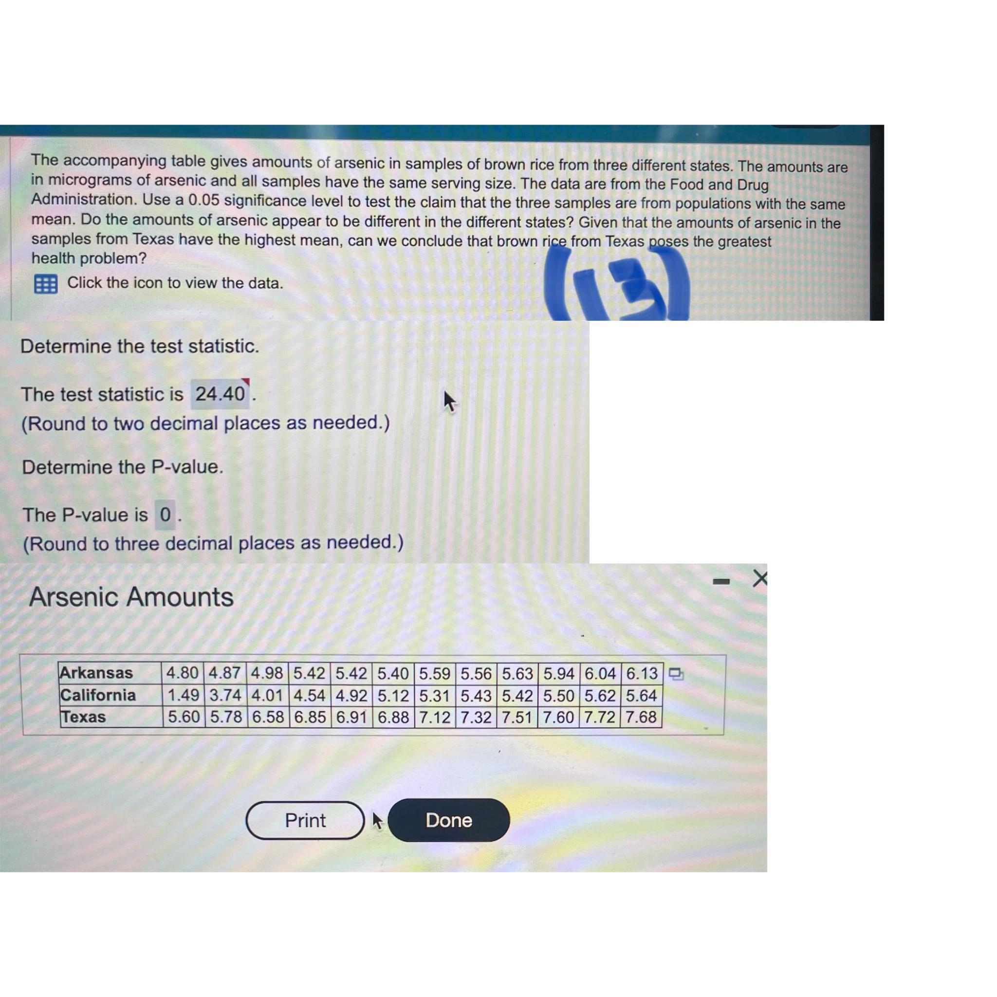 Solved The accompanying table gives amounts of arsenic in | Chegg.com