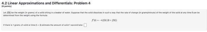 4.2 Linear Approximations and Differentials: Problem | Chegg.com