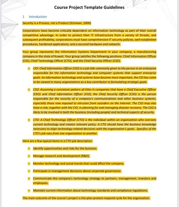 Solved Course Project Template Guidelines 1 Introduction | Chegg.com