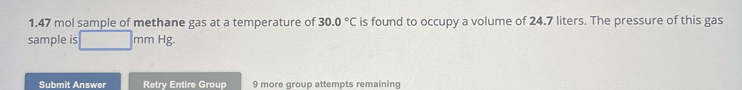 Solved 1.47 ﻿mol sample of methane gas at a temperature of | Chegg.com