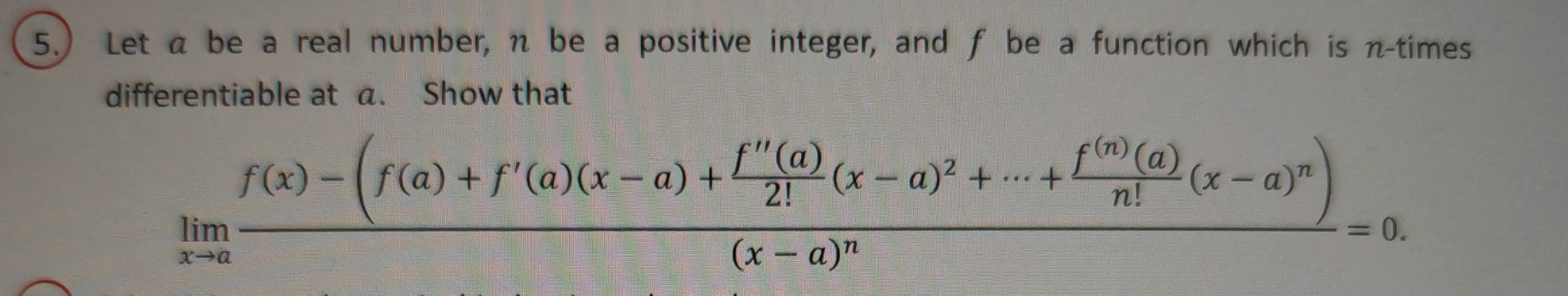 Solved Let a ﻿be a real number, n ﻿be a positive integer, | Chegg.com