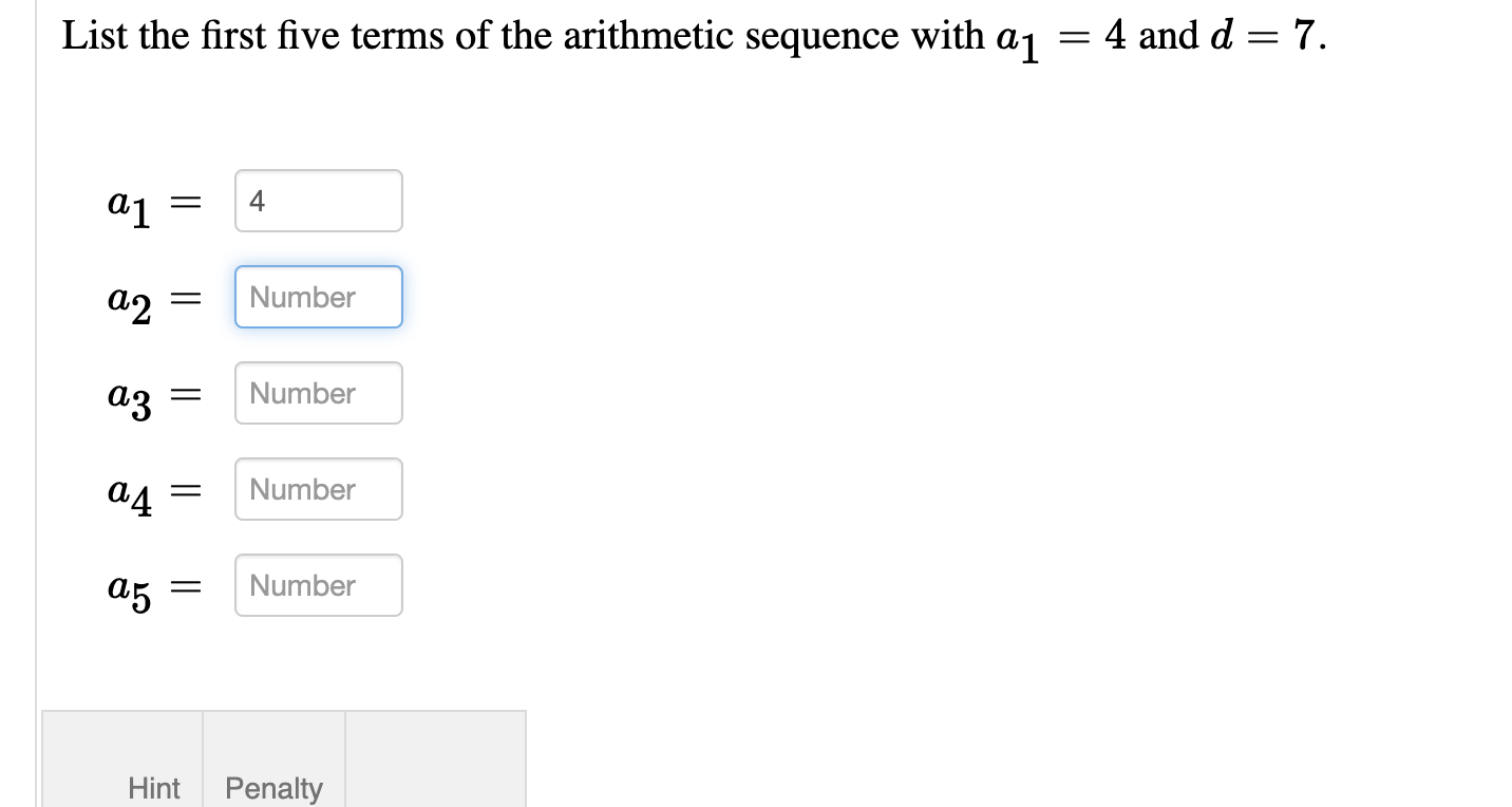 Solved List the first five terms of the arithmetic sequence | Chegg.com
