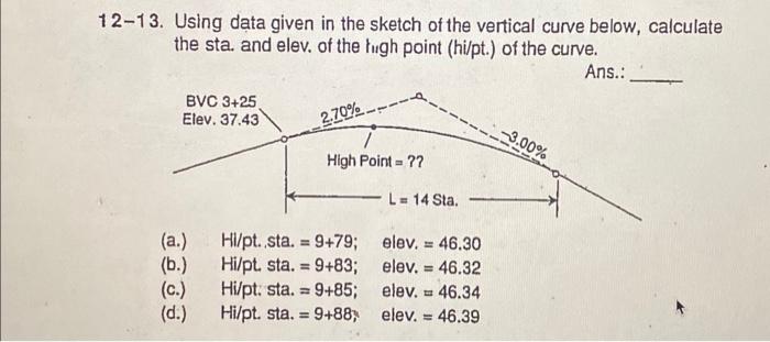Solved 2-13. Using data given in the sketch of the vertical | Chegg.com