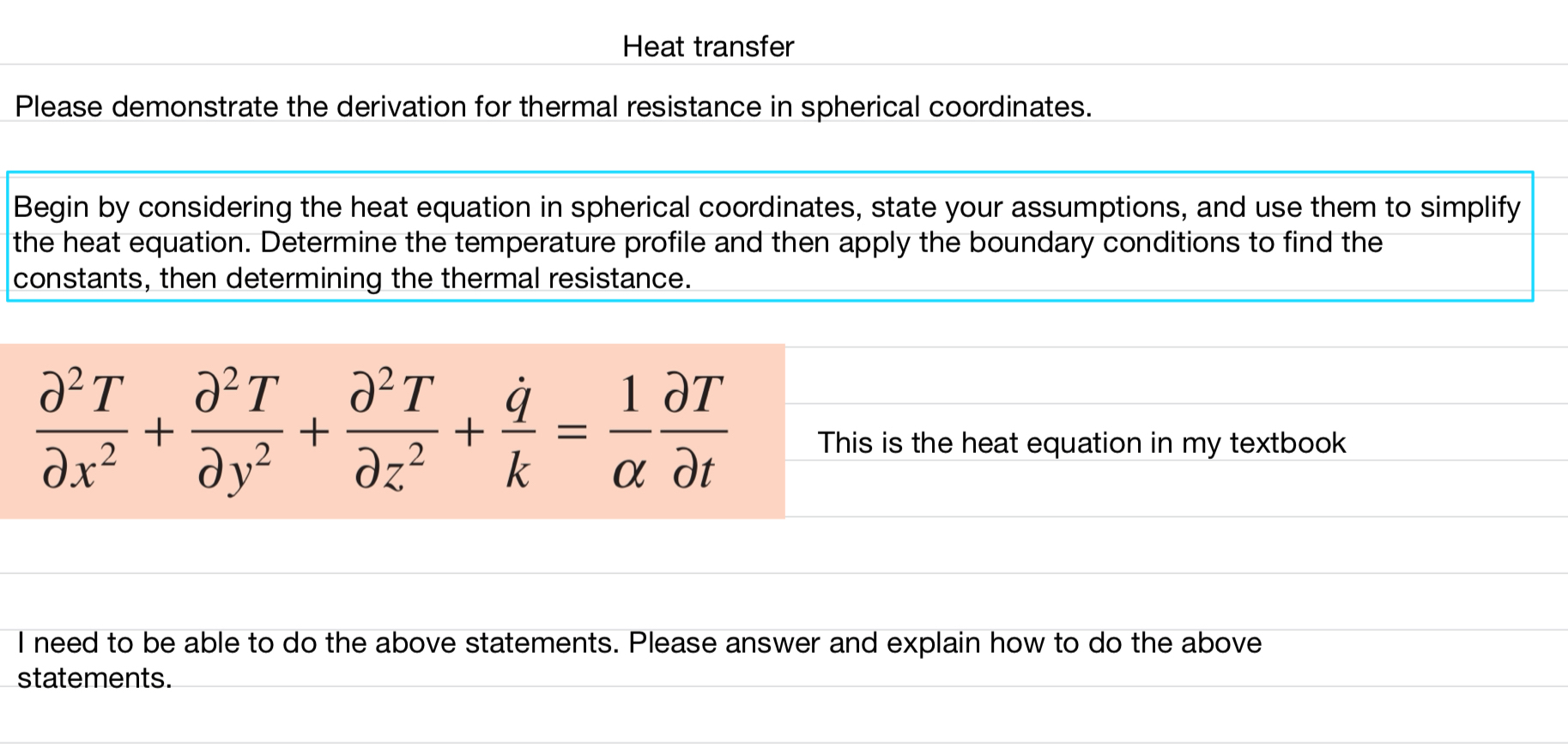 Solved Heat transferPlease demonstrate the derivation for | Chegg.com