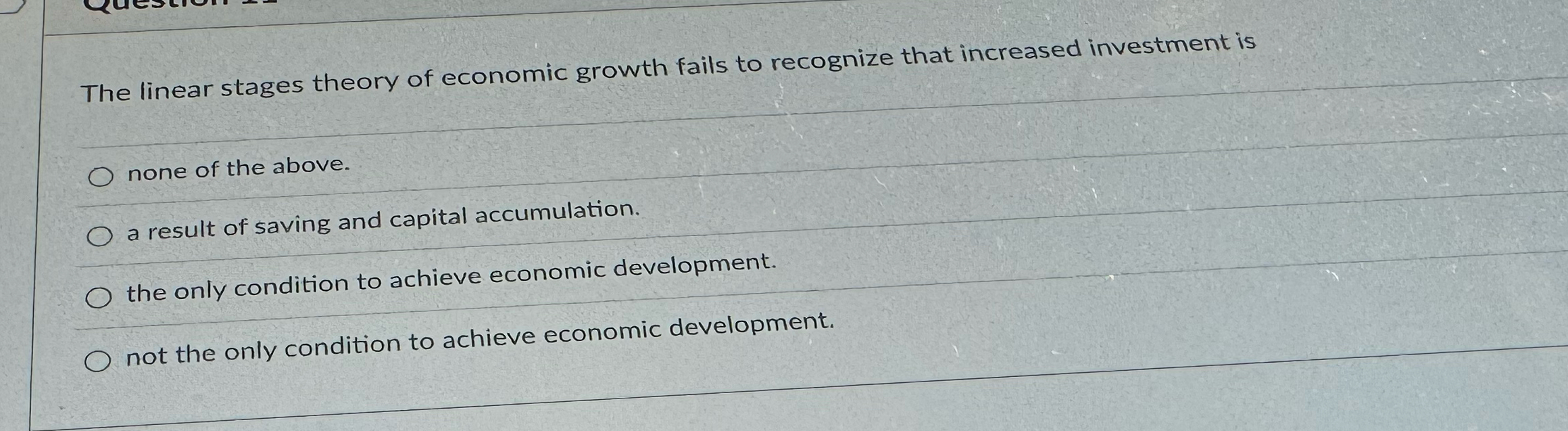 Solved The linear stages theory of economic growth fails to | Chegg.com