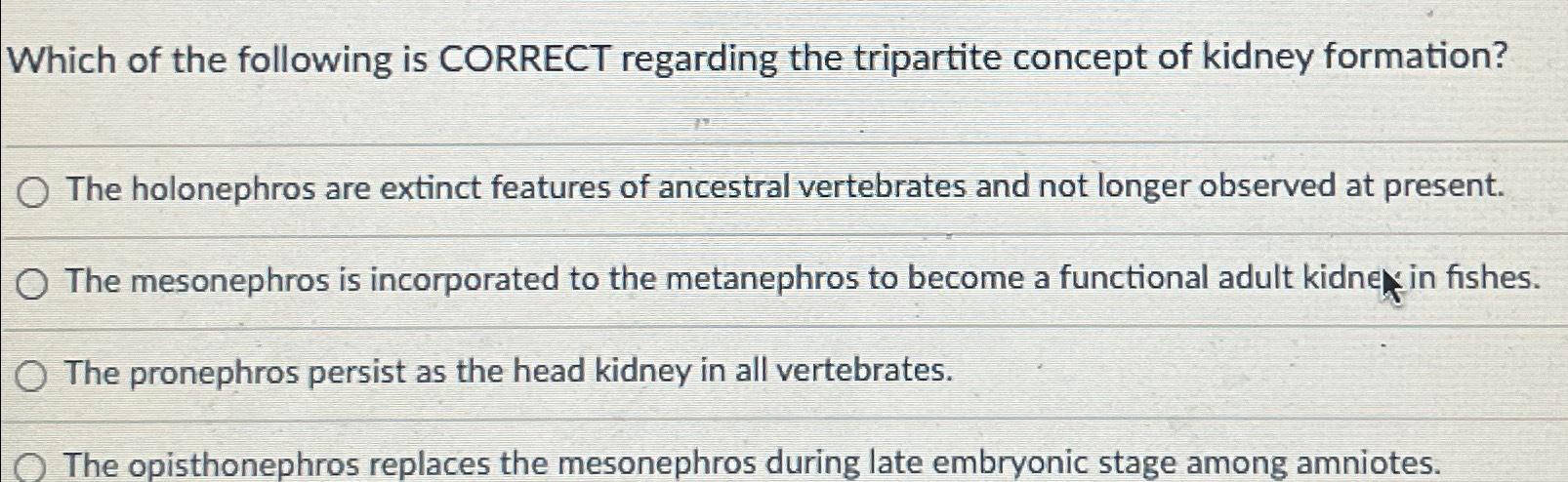 Solved Which of the following is CORRECT regarding the | Chegg.com