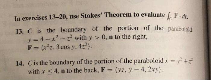 Solved In exercises 13-20, use Stokes' Theorem to evaluate | Chegg.com
