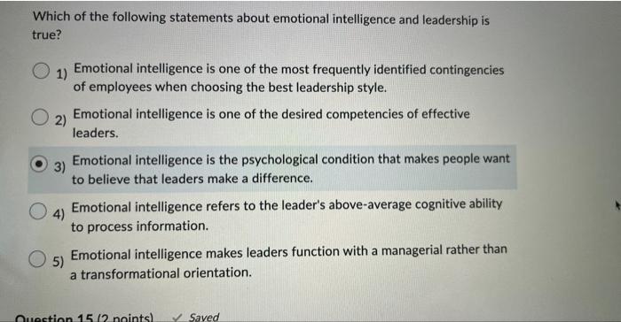 Solved Which of the following statements about emotional | Chegg.com