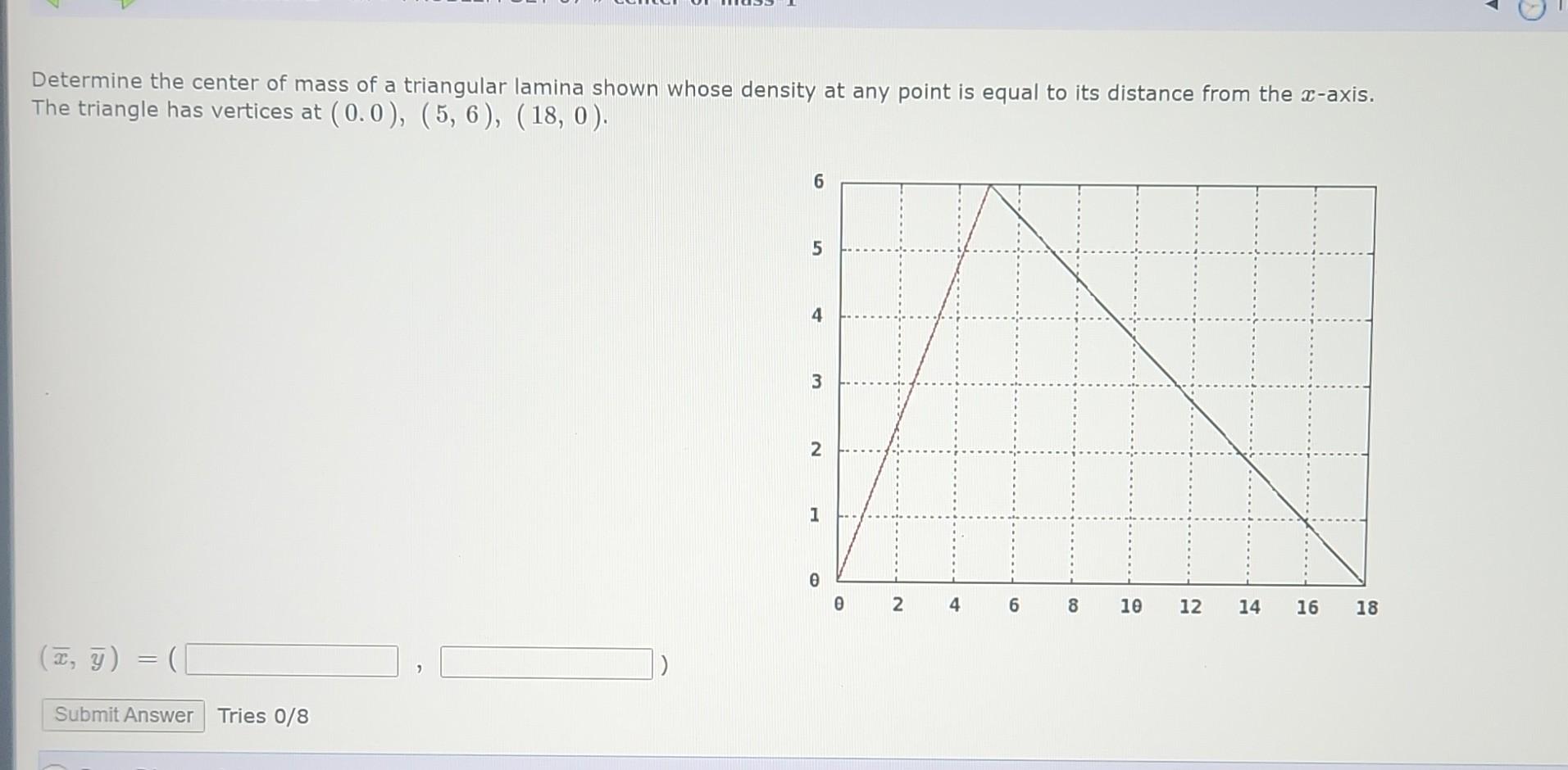 Solved Determine the center of mass of a triangular lamina | Chegg.com