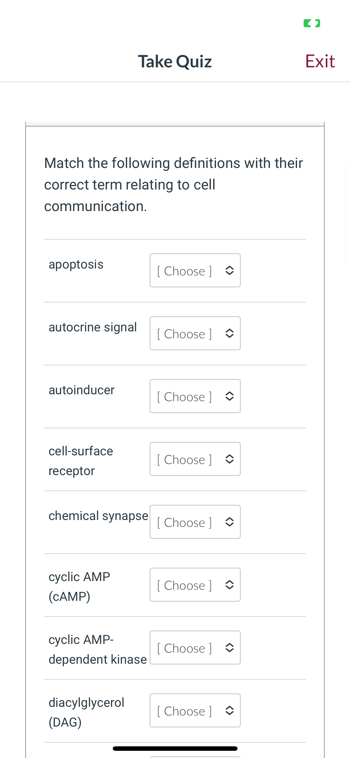 Solved Match the following definitions with theircorrect | Chegg.com