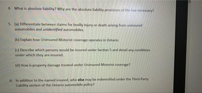 Solved 4. What is absolute liability? Why are the absolute | Chegg.com