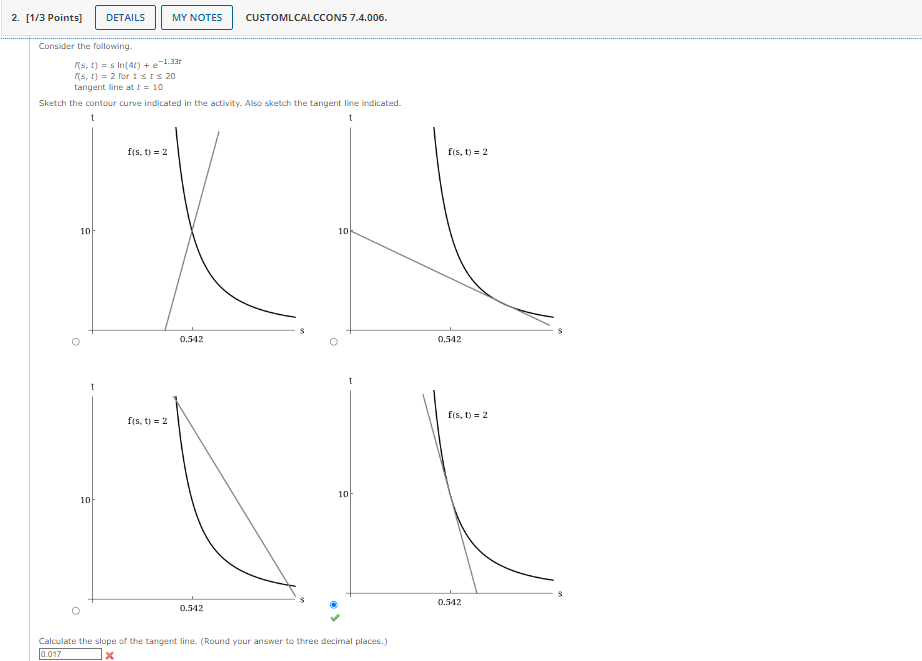 Solved Consider the following.r(s,t)=sln(4t)+e-1.33tr(s,t)=2 | Chegg.com