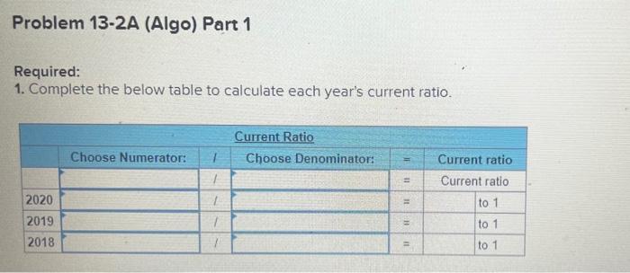 Solved Problem 13-2A (Algo) Ratios, common-size statements, | Chegg.com