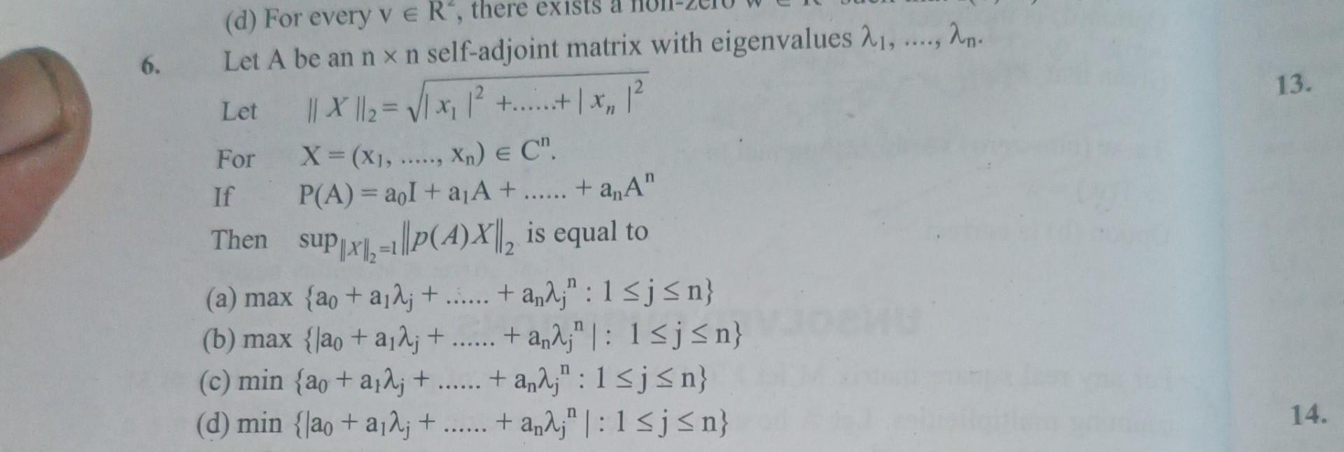 Solved Let A be an n×n self-adjoint matrix with eigenvalues | Chegg.com