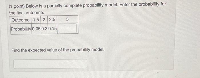 Solved (1 point) Below is a partially complete probability | Chegg.com