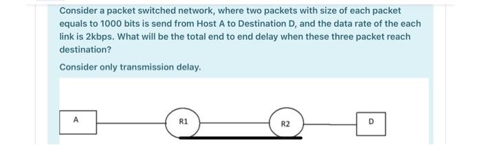 Solved Consider a packet switched network, where two packets | Chegg.com