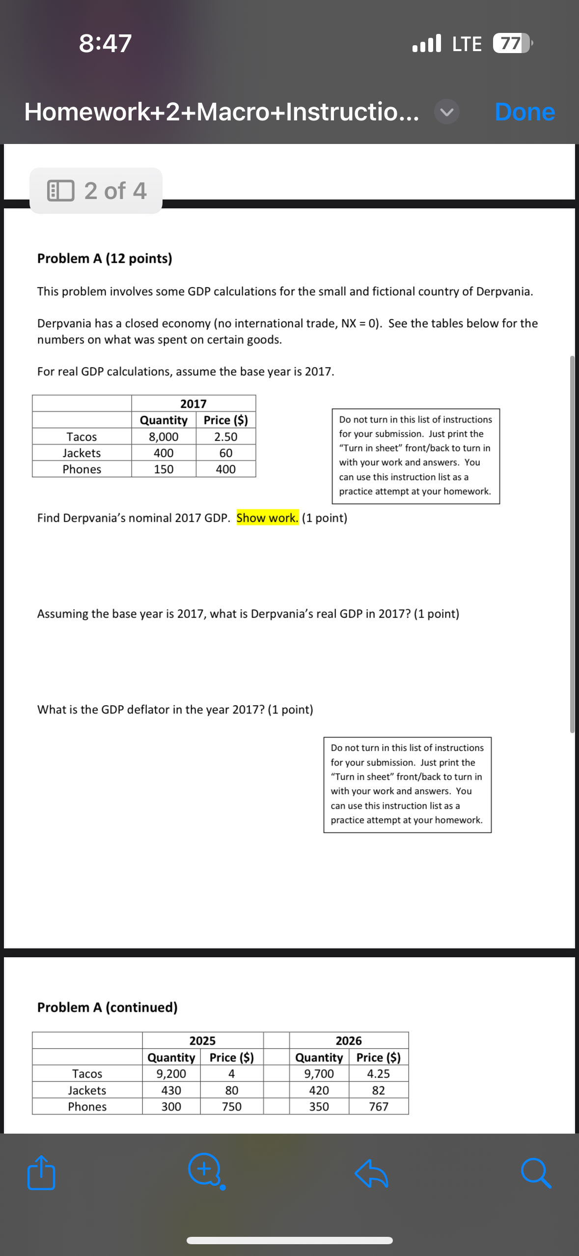 Solved 8:47Homework+2+Macro+Instructio...目 2 ﻿of 4Problem A | Chegg.com