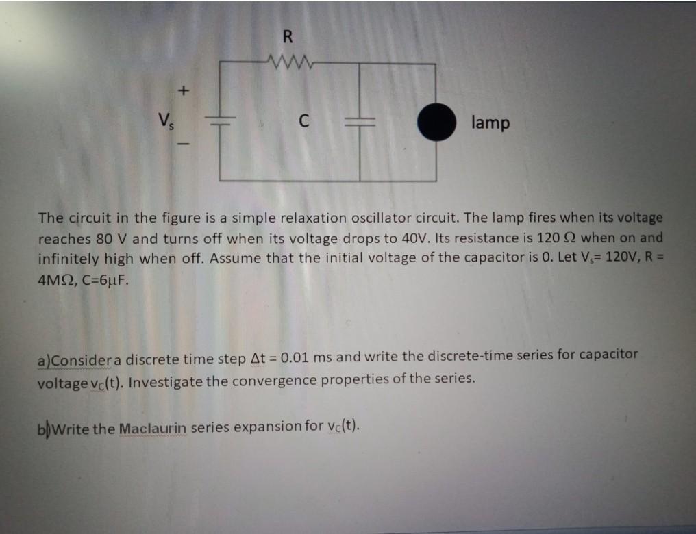 The circuit in the figure is a simple relaxation | Chegg.com