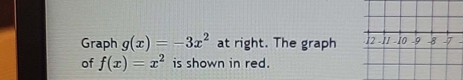 Solved Graph g(x)=-3x2 ﻿at right. The graph of f(x)=x2 ﻿is | Chegg.com