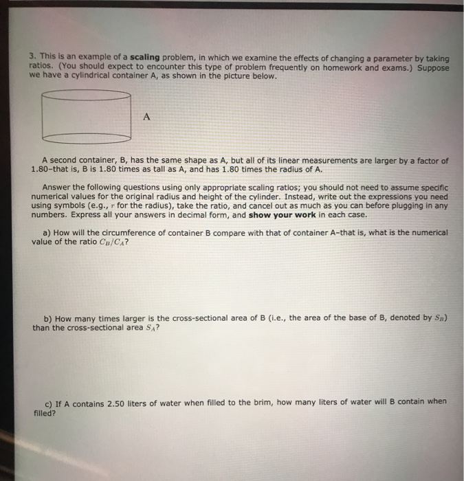 Solved 3. This is an example of a scaling problem, in which | Chegg.com