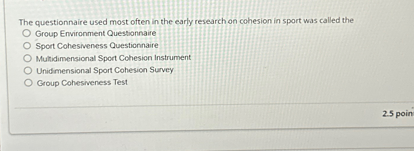 Solved The questionnaire used most often in the early | Chegg.com
